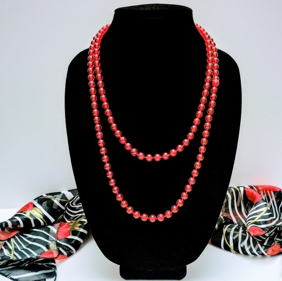 Jewelry | Stylish Red Long Necklace | Poshmark